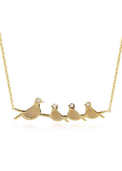 MAMA BIRD & 3 BABY BIRDS Gold Vermeil – SPRING FROST Boutique